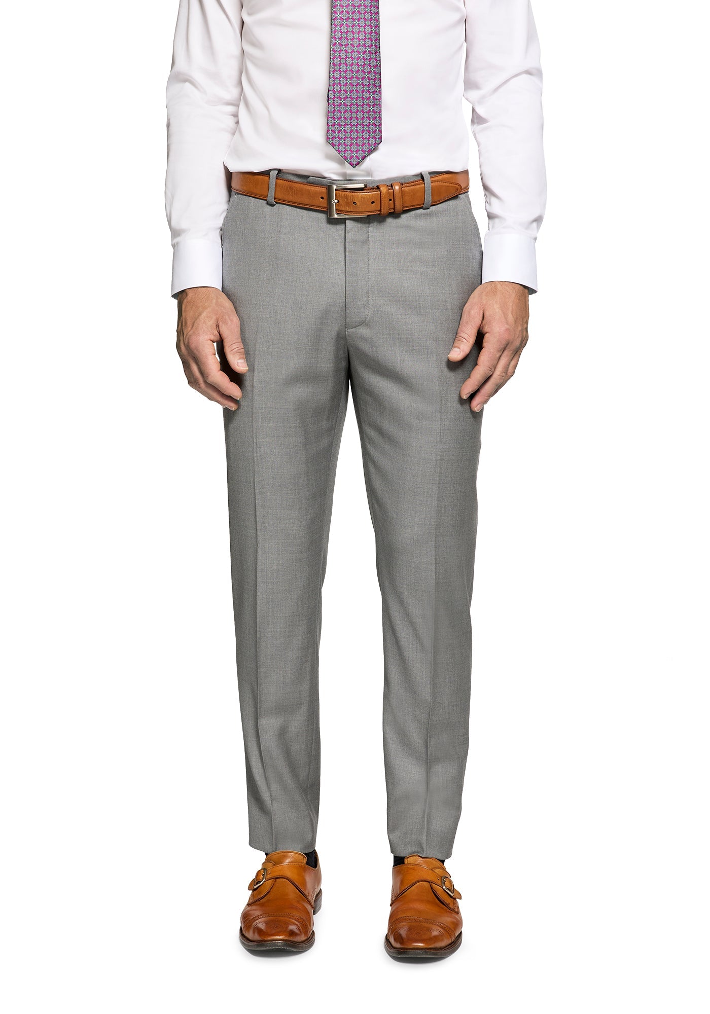 Solid Grey Merino Custom Dress Pants – Black Lapel