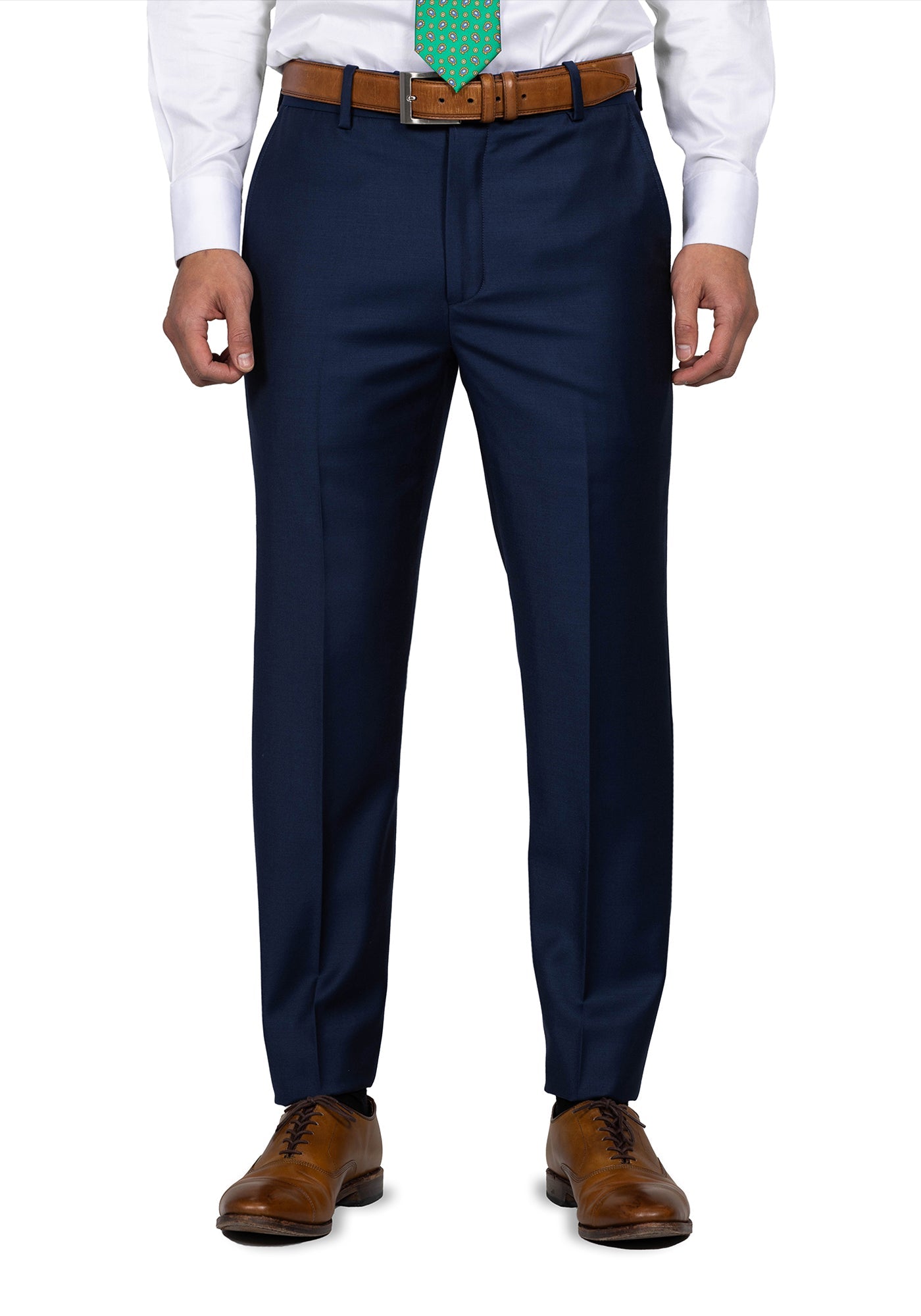 Navy Plain Twill Custom Dress Pants – Black Lapel