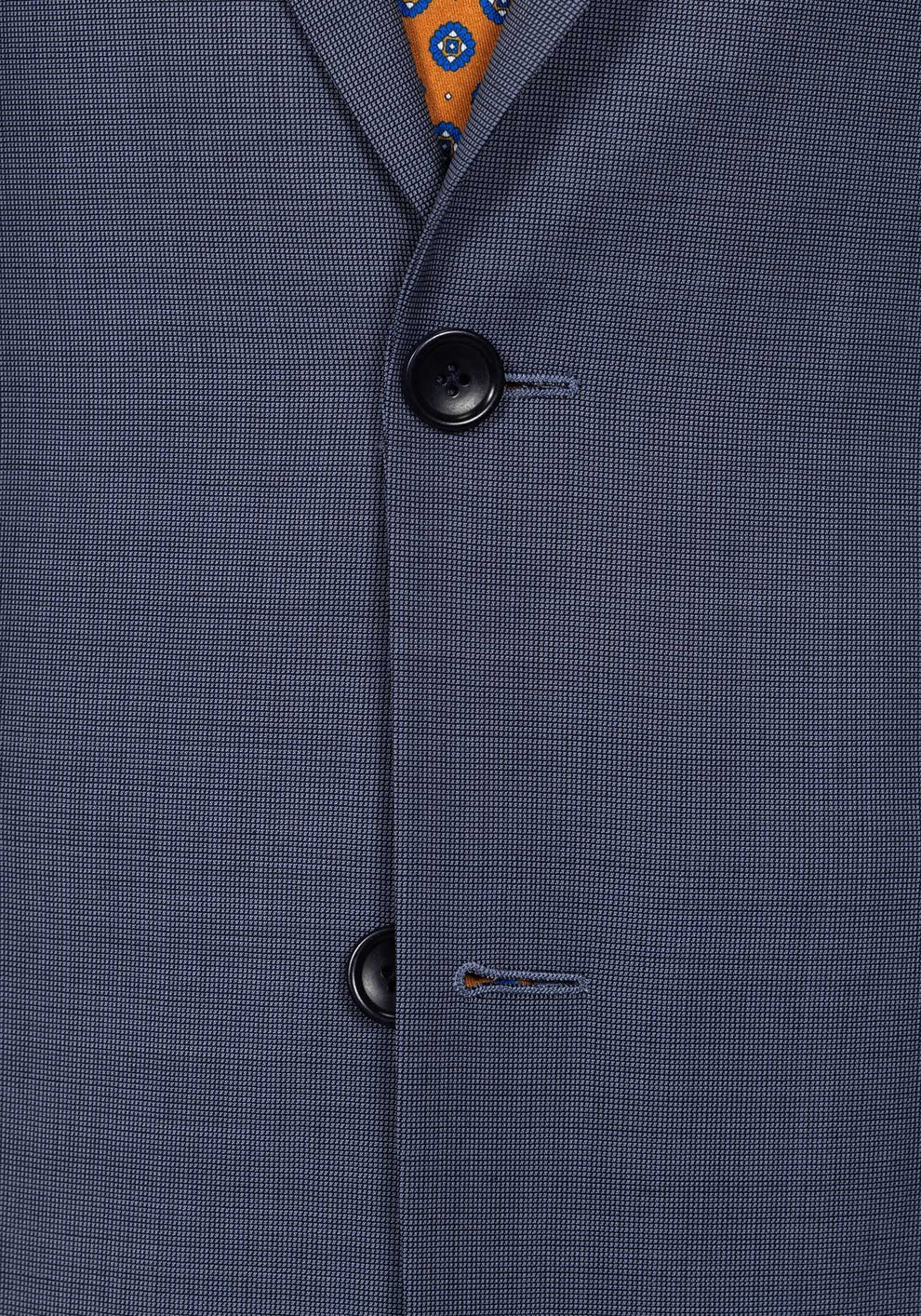 Slate Blue Nail Head Custom Suit – Black Lapel