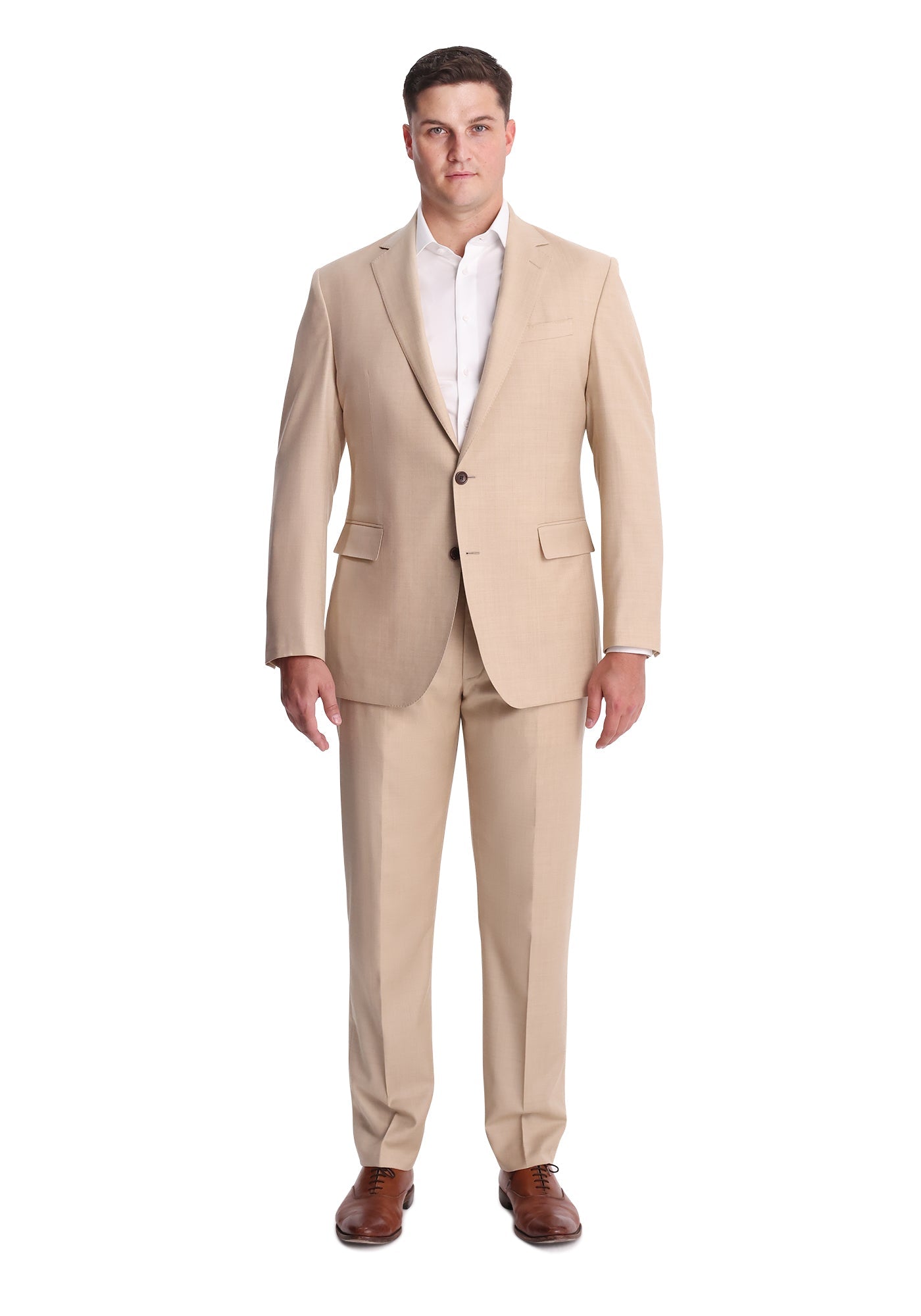 Tan Merino Wool Custom Suit – Black Lapel